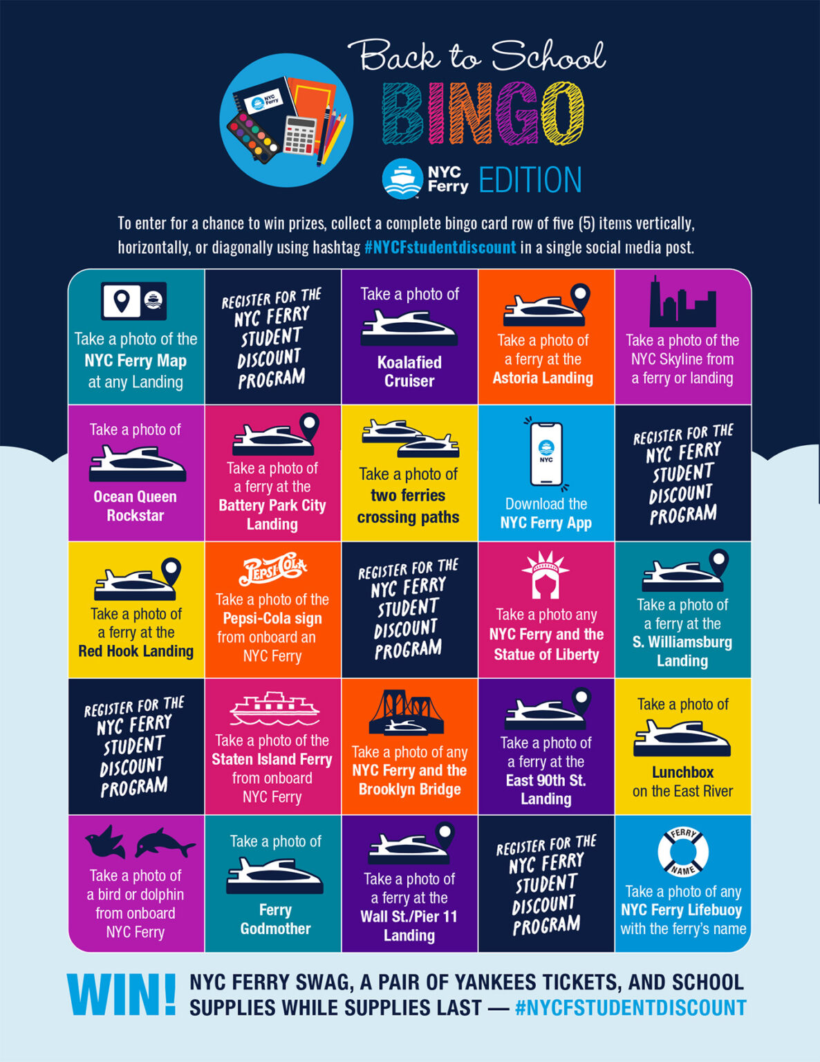 Complete NYC Ferry Back-to-School BINGO & Win Big This School Year ...
